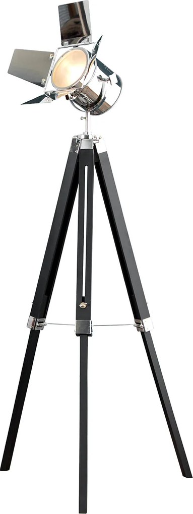 Stojací lampa Drec, 140 cm, chrom, černá