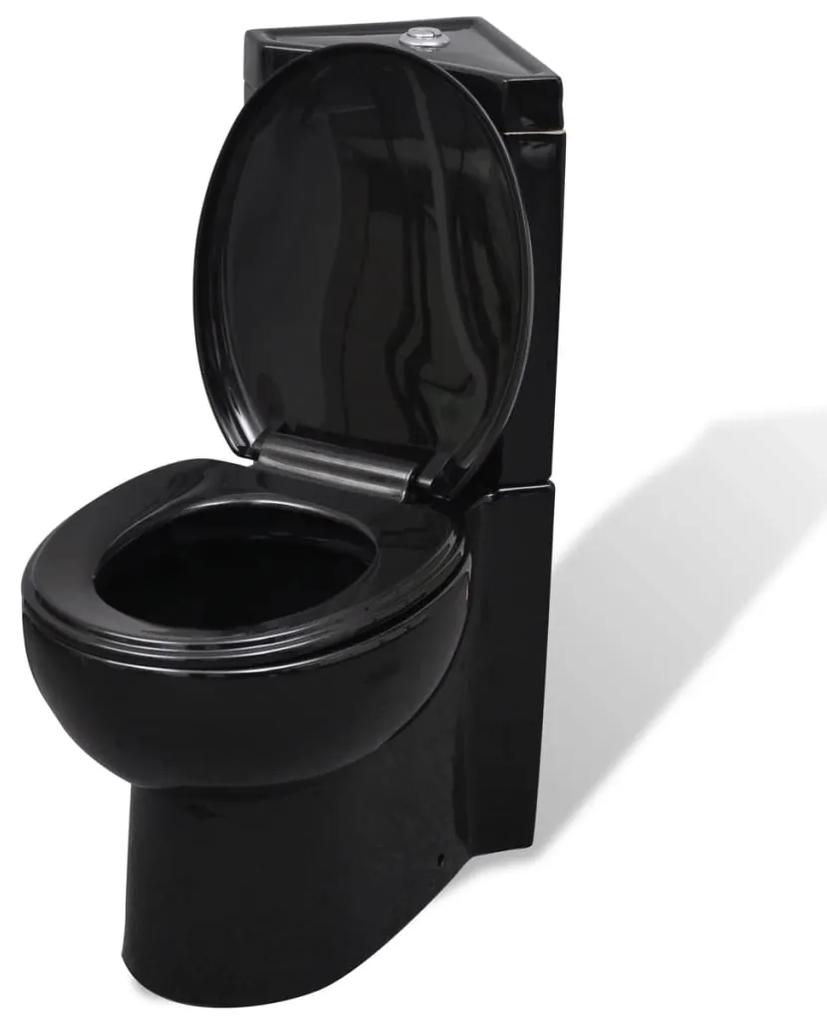 141134 vidaXL Černa keramická kulatá toaleta WC