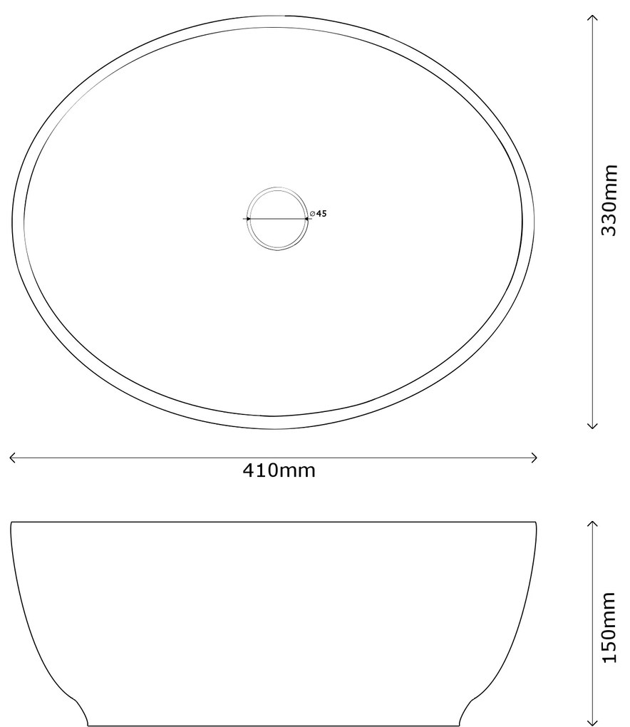 Gamma Negra, umyvadlo na desku 410x330x140 mm, černá matná, GMA-UC-NEGRA