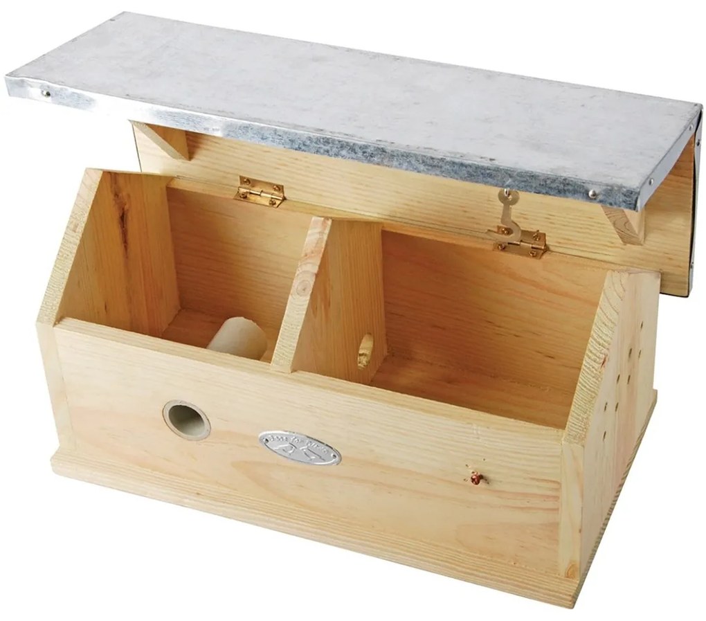 Domeček pro čmeláky Bee, 15x29x17 cm, dřevo/kov, hnědá