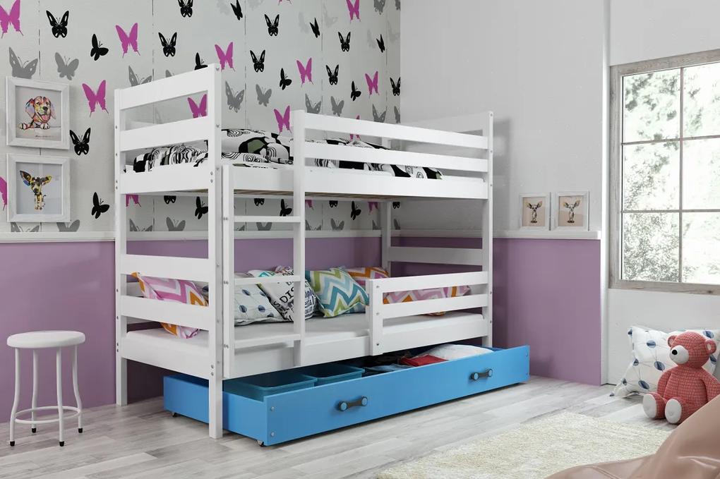 BMS Group Dětská patrová postel s úložným prostorem ERYK bílá Velikost postele: 190x80 cm, Barva šuplíku: Růžová