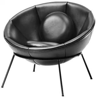 Bowl chair černá kůže Arper