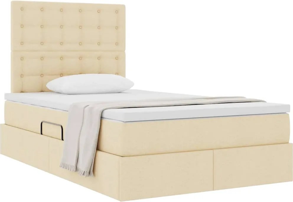 Postel s úložným prostorem a matrací Krémová 120 x 200 cm 3371902