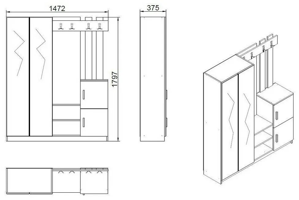 Předsíňová sestava Dany White and Atlanitc Pine