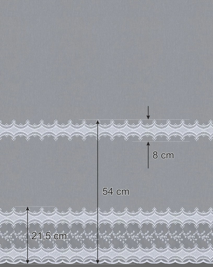 Záclona na řasící pásce Wave barva bílá látka poloprůhledná, pletený vzor, vzorované