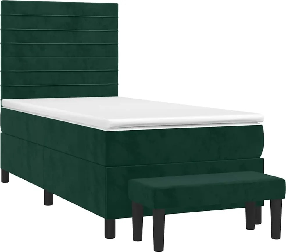 Box spring postel s matrací tmavě zelená 90x190 cm samet 3137878
