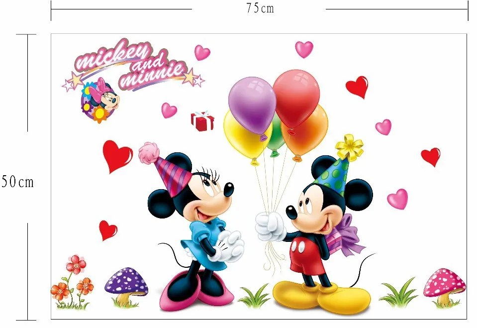 Živá Zeď Samolepka na zeď Mickey Mouse a Minnie Velikost: 75 x 120 cm