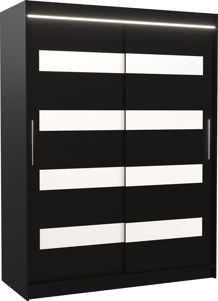 ADRK Furniture Posuvná skříň s lacobelem a LED osvětlením MARTINEZ 150 ADRK-SW-MAR-BWL-150-L