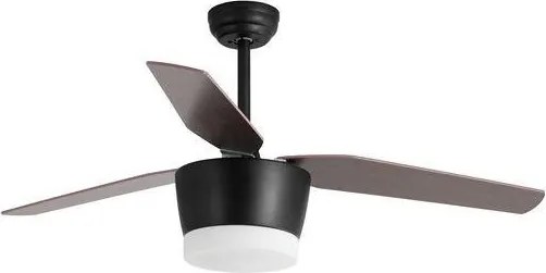 NV 5260251 Stropní ventilátor se světlem MONSOON tělo z oceli matná černá a sklo 3ABS dřevěné listy LED 18W 3000K - NOVA LUCE