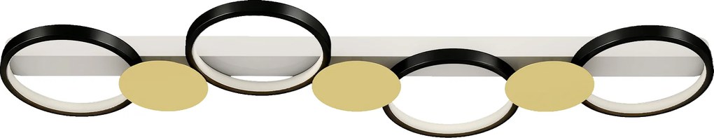 HOMCOM Stropní svítidlo LED 38W 1500LM 3000K-6500K Stropní svítidlo Lampa do obývacího pokoje se 4 žárovkami dálkové ovládání Černá+zlatá