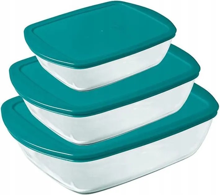 3 x Žáruvzdorná nádoba Cook & Store Pyrex 0,4 L 1,1 L 2,5 L