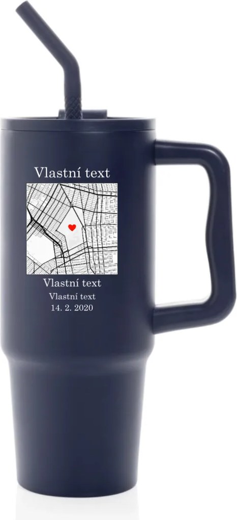 Personalizovaná nerezová termoska s barevným víčkem s mapou