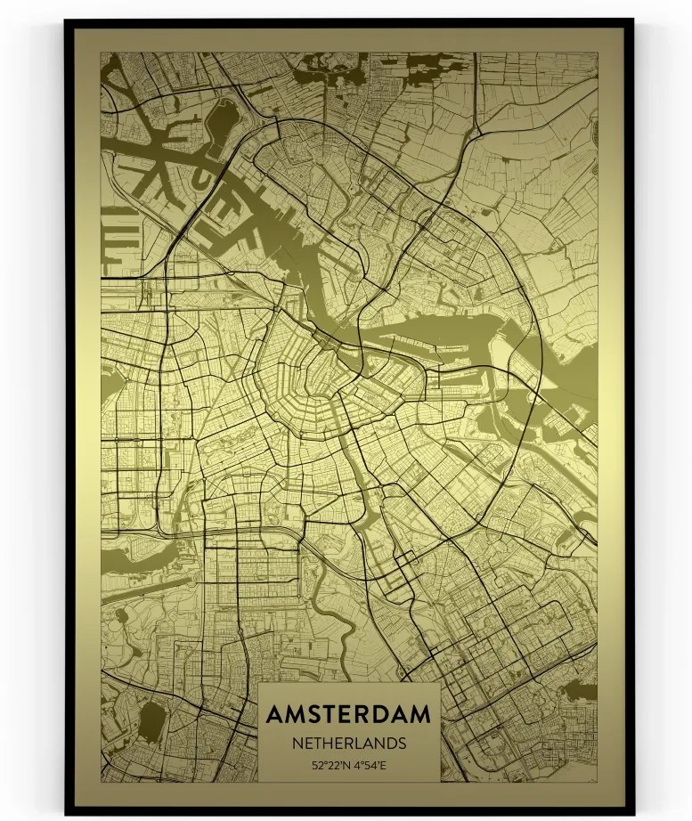 Plakát / Obraz Mapa Amsterdam 50 x 70 cm Napnuté plátno na dřevěném rámu