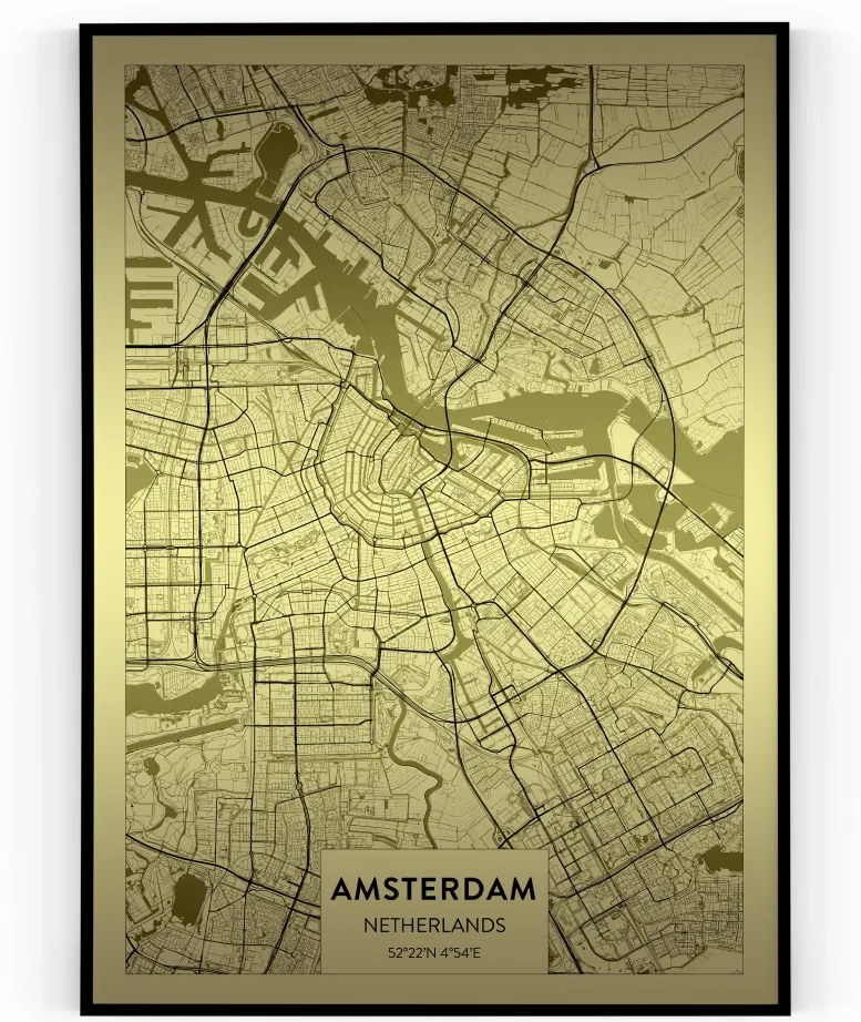 Plakát / Obraz Mapa Amsterdam Pololesklý saténový papír 210 g/m² A4 - 21 x 29,7 cm