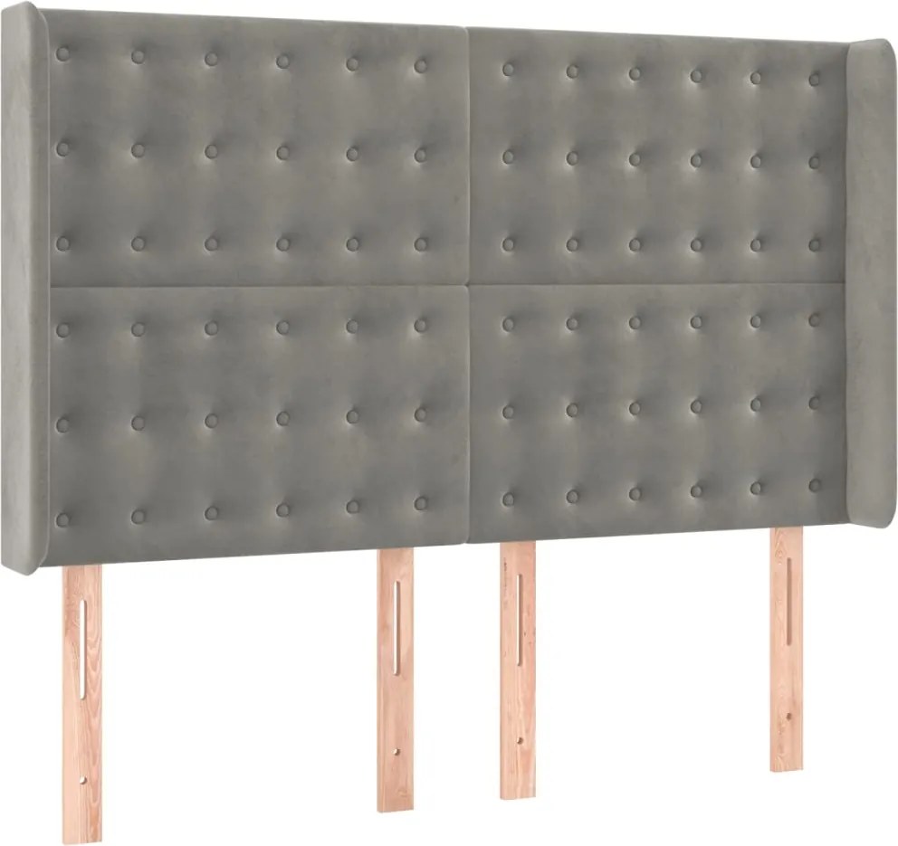 Box spring postel s matrací a LED světle šedá 140x190 cm samet 3139799