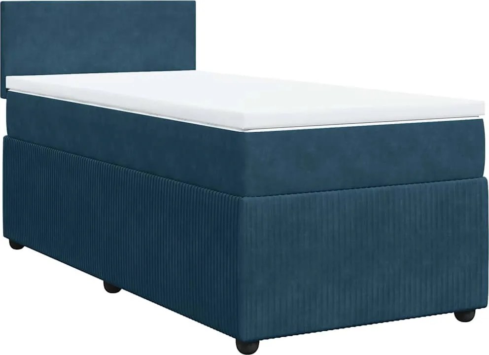 Box spring postel s matrací modrá 100 x 200 cm samet 3289960