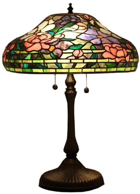 Vitrážová stolní lampa LBL555 Peony (Polarfox)