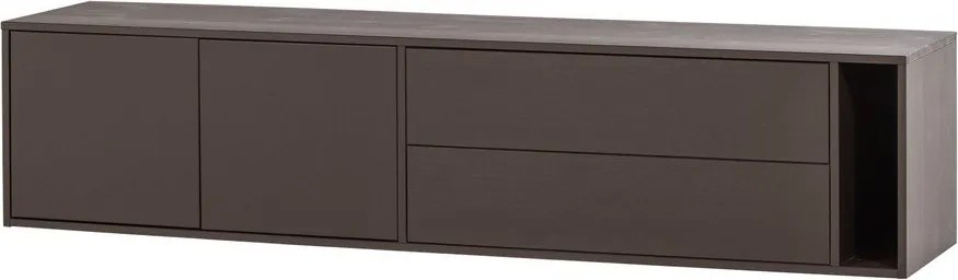 Tmavě hnědý TV stolek z borovicového dřeva 200x45x44 cm Settle Down – vtwonen