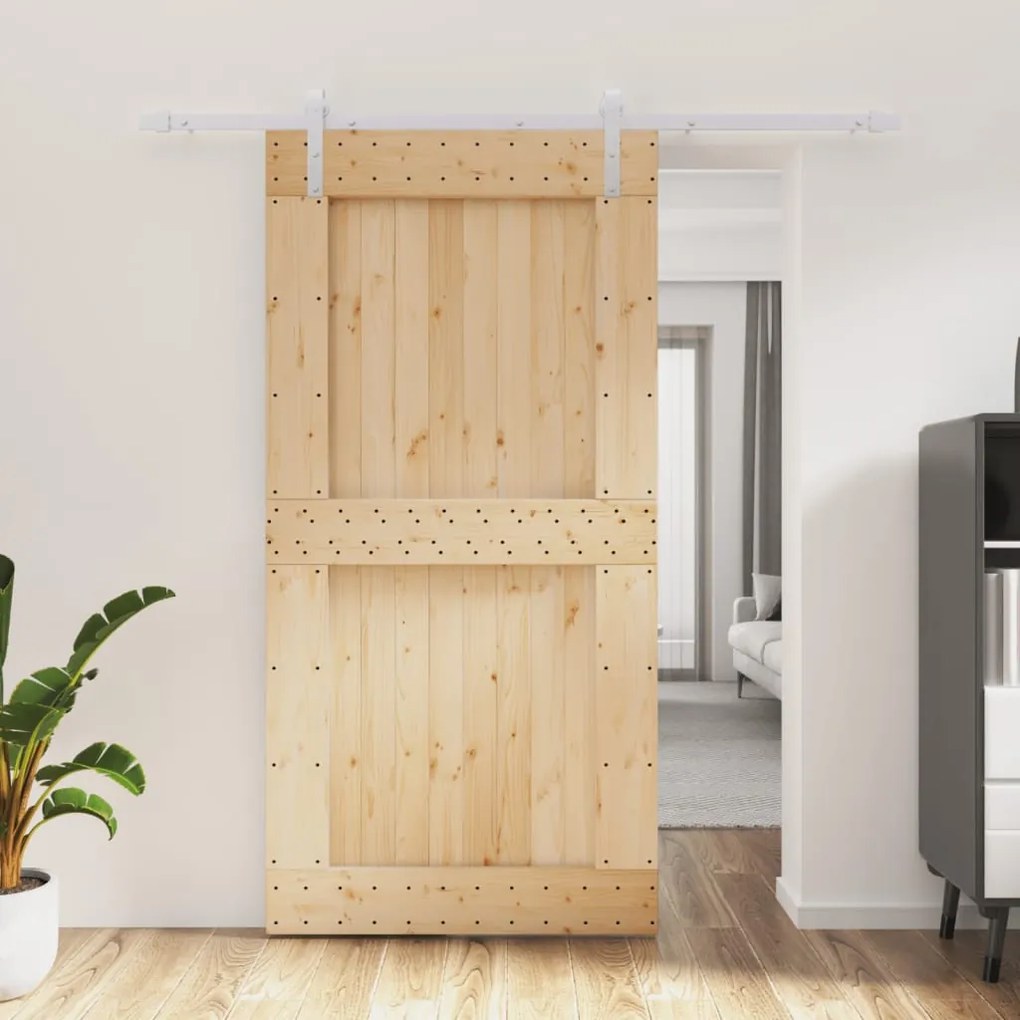 Posuvné Dveře S Kováním 100 X 210 Cm Masivní Borové Dřevo
