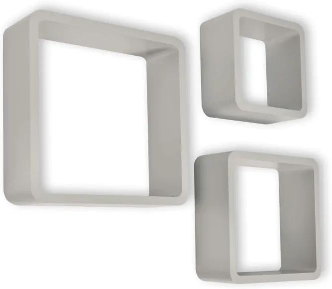 TZB Nástěnné poličky Cube šedé -  sada 3 kusů