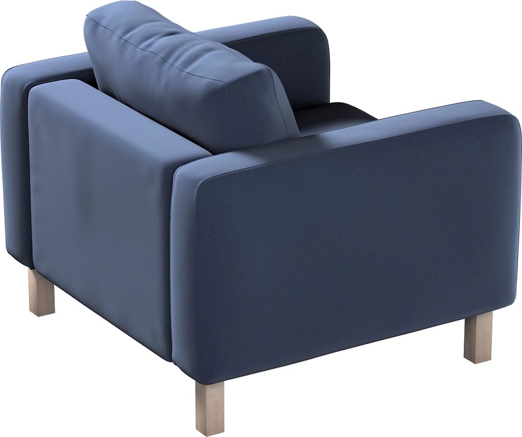 Potah na křeslo IKEA Karlstad, krátký barva tmavě modrá látka sametová
