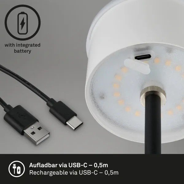 Brilo - LED St nab dotyk stolní lampa KIKI LED/2,6W/5V IP44 2600 mAh černá
