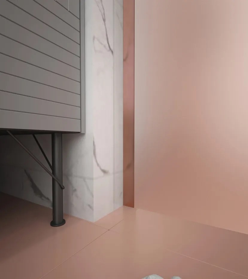 Erga Paris, sprchová zástěna Walk-In 110x200 cm, 8mm sklo námraza, měděný matný profil, ERG-V02-PARIS-110x200-FR-CO