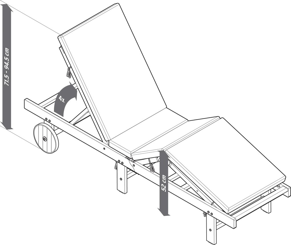 Tchibo - Klasické zahradní lehátko - barva: šedá