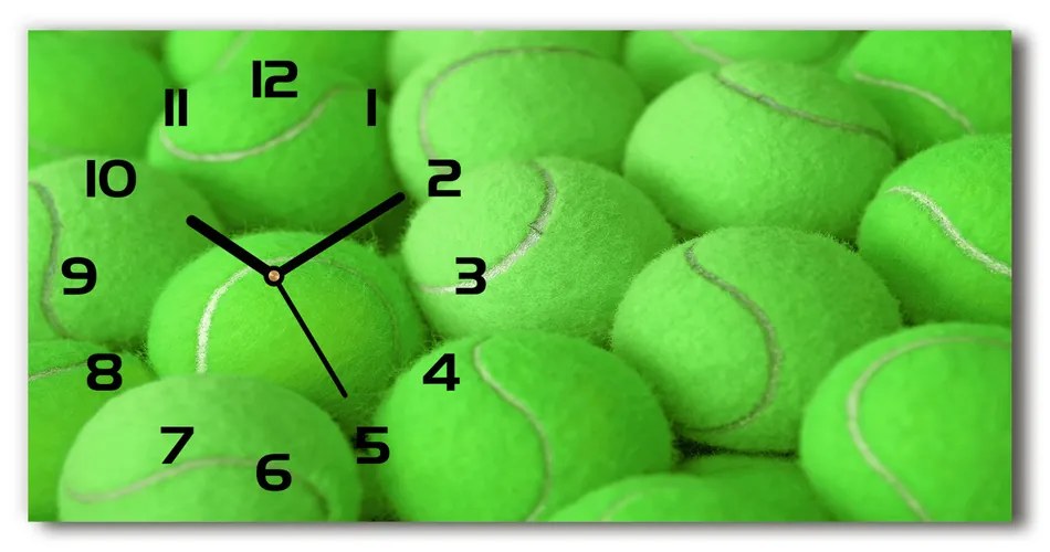 Wallmuralia Skleněné hodiny na stěnu Tenisové míčky 60x30 cm