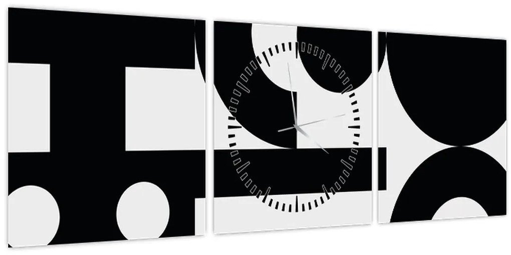 Obraz - Geometrická abstrakce N⁰3 (s hodinami) (90x30 cm)