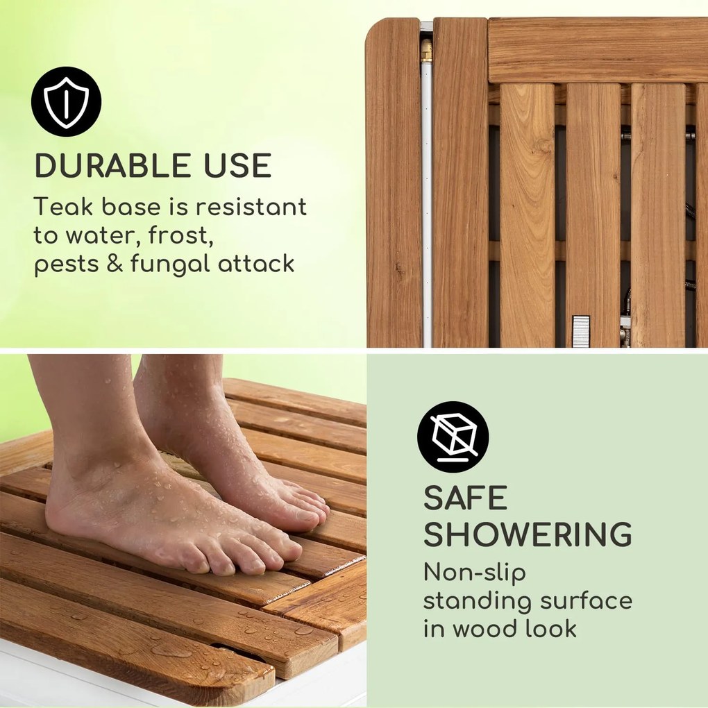 Blumfeldt Sumatra Teak Square, zahradní sprcha, hliník, týkové dřevo, rukojeť