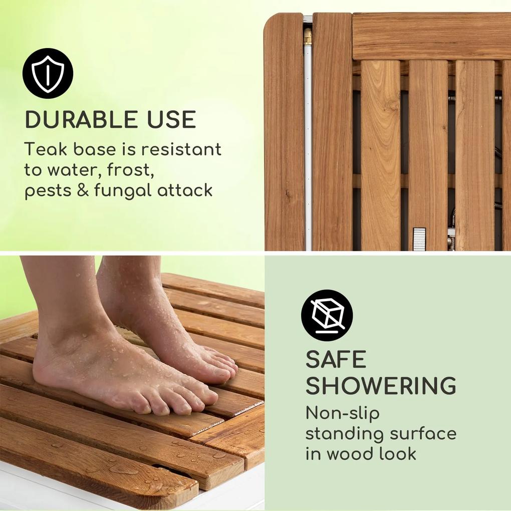 Sumatra Teak Square, zahradní sprcha, hliník, týkové dřevo, rukojeť
