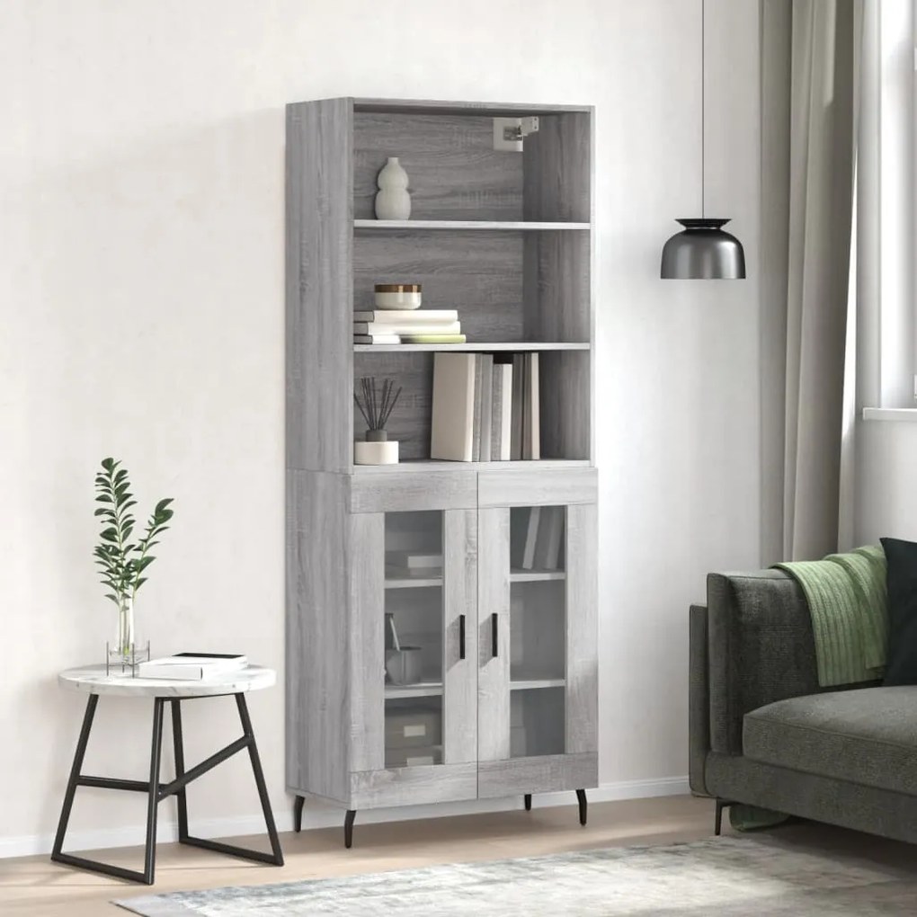 Skříň highboard šedá sonoma 69,5 x 34 x 180 cm kompozitní dřevo