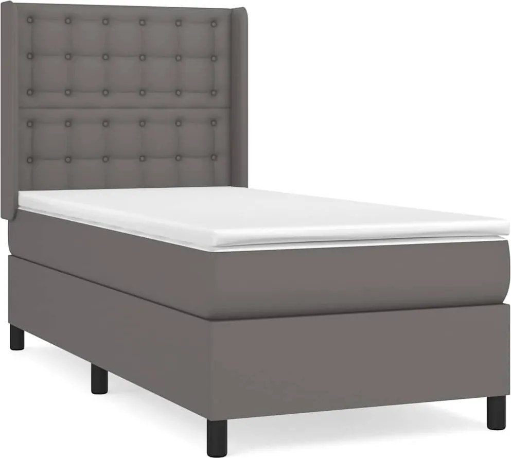 Box spring postel s matrací šedá 90x200 cm umělá kůže 3132481