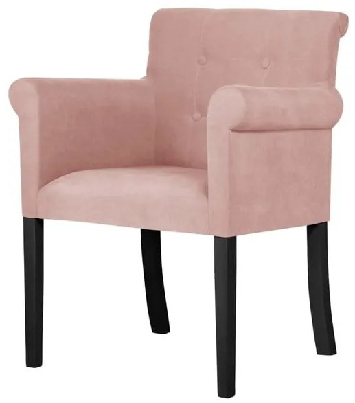 Růžová židle s černými nohami z bukového dřeva Ted Lapidus Maison Flacon