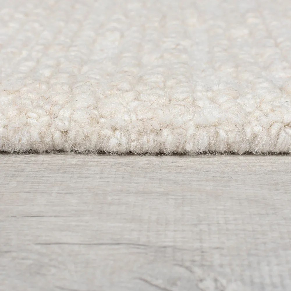 Slonovinový ručně tkaný vlněný běhoun 80x230 cm Harris Boucle – Flair Rugs
