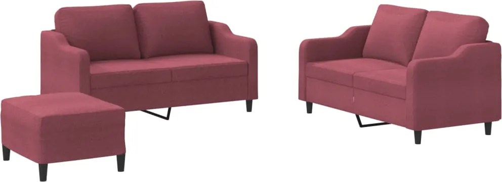 3dílná sedací souprava s poduškami vínová textil 3201816