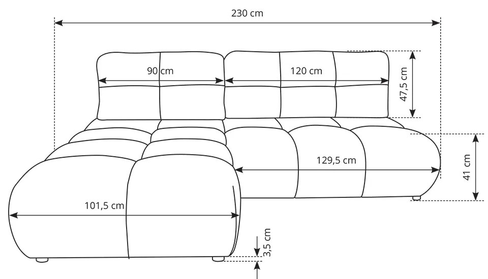 Sedací souprava MILI | 230x177 cm | rozkládací + úložný prostor | VÝBĚR TKANIN