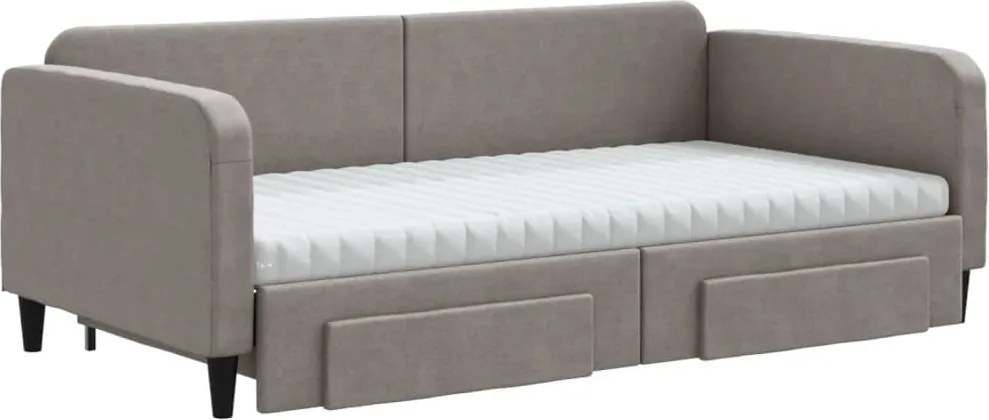 Válenda s přistýlkou a zásuvkami taupe 100 x 200 cm textil 3196878