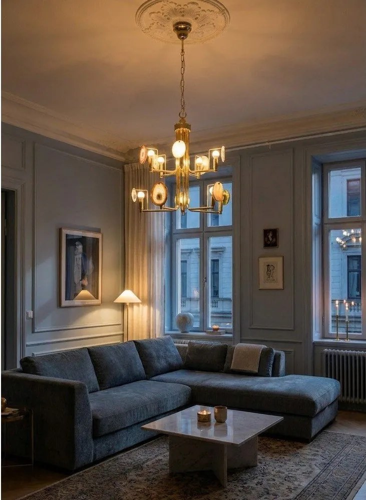 Kovové závěsné svítidlo ve zlaté barvě Glamour – Premier Housewares