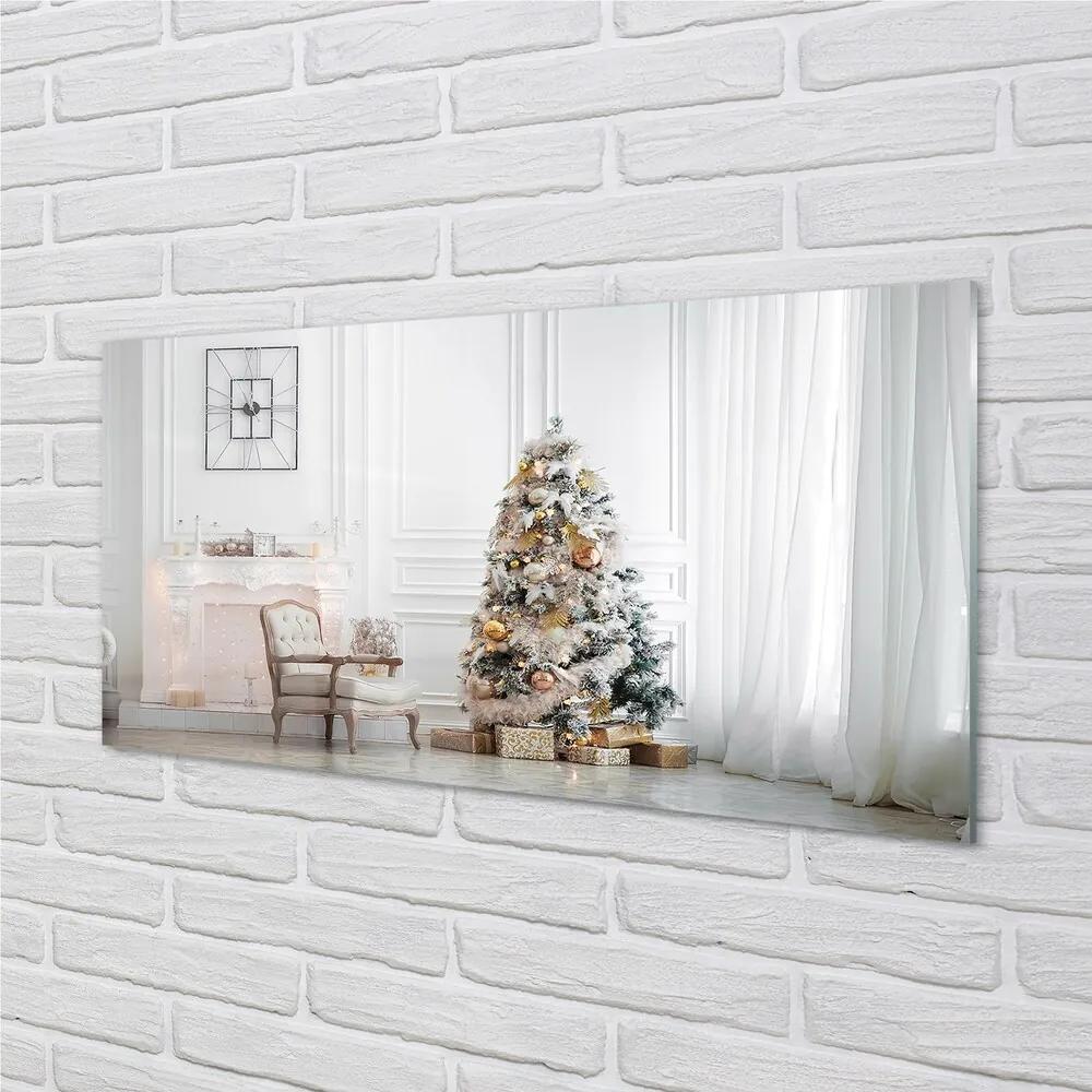 Obraz na skle Vánoční ozdoby 100x50 cm