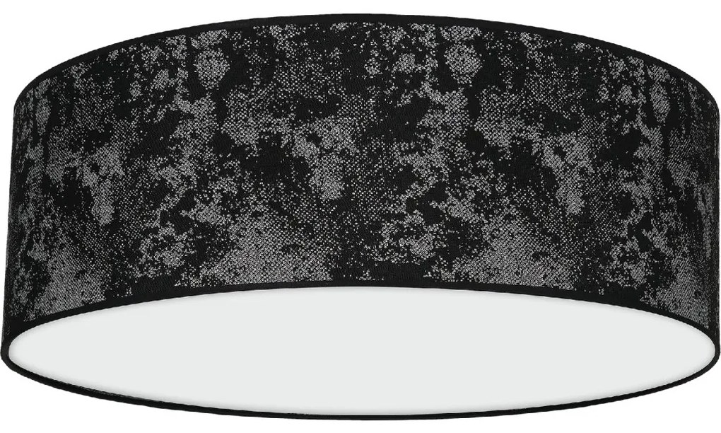 Stropní svítidlo Satino Round, 1x černé/stříbrné textilní stínítko, (bílé plexisklo), (fi 50 cm)