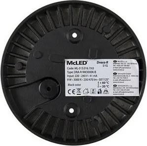 LED svítidlo McLED Draco R, 9W, 4000K, IP65, černá ML-513.017.19.0