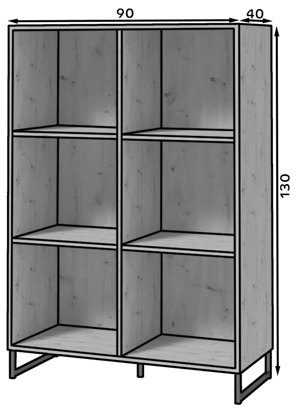 ADRK Knihovna ARIA A-B 90, dub artisan