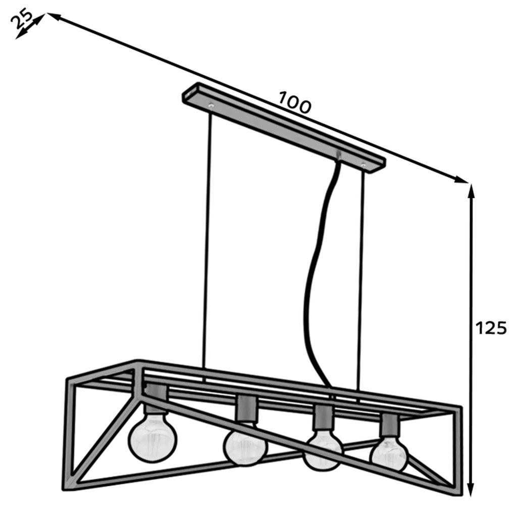 Eltap Industriální moderní závěsné osvětlení Eluvies 4 line, 100x125x25cm