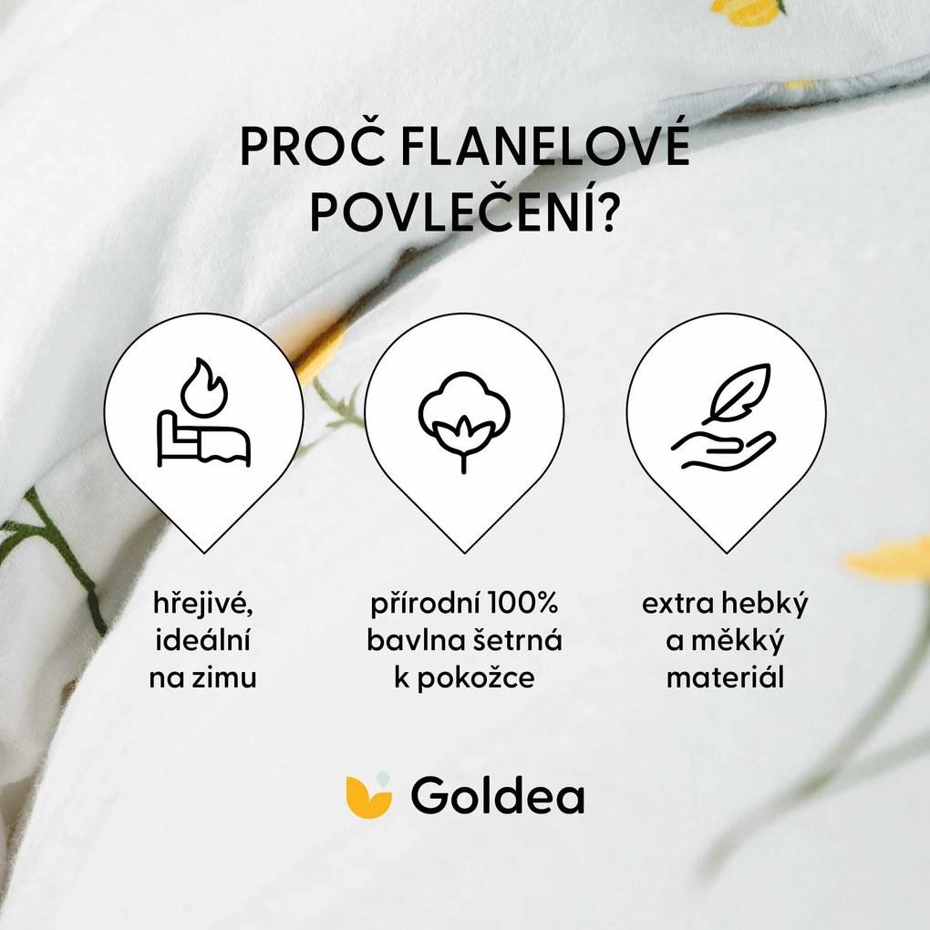 Goldea flanelové povlečení - heřmánek 140 x 200 a 70 x 90 cm