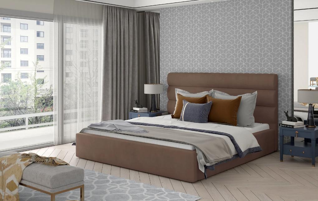 Eltap Čalouněná postel Caramel s úložným prostorem Materiál a barva potahu: Dora 21 - béžová, Rozměry (cm): 140x200