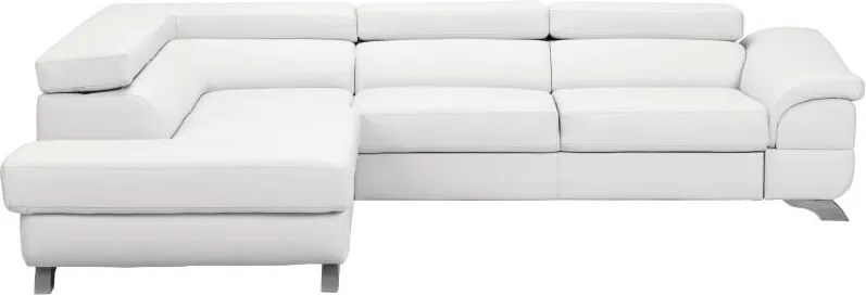 Bílá kožená rozkládací rohová pohovka s úložným prostorem Windsor & Co Sofas Gamma, levý roh