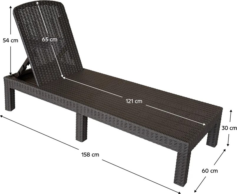 Zahradní polohovací lehátko, hnědá, ZAMA