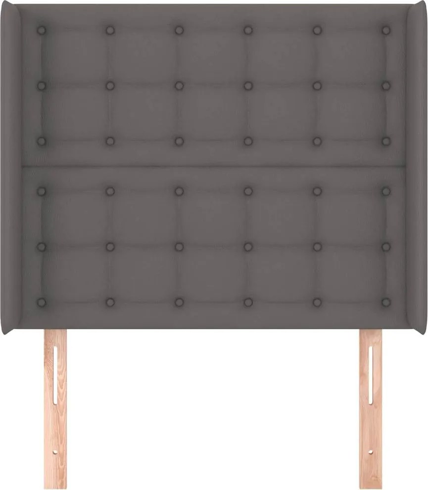 Čelo postele typu ušák šedé 83x16x118/128 cm umělá kůže 3119656